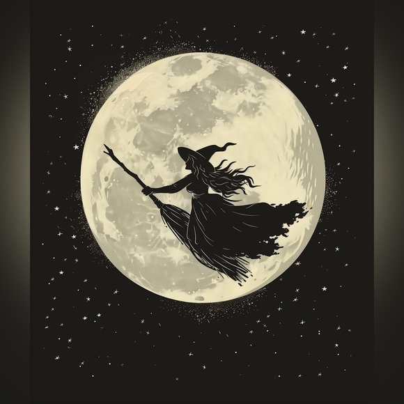 Circle b Brand | Party Supplies | Halloween Card Scary Witch Flying On ...